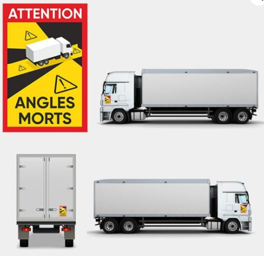 ETIQUETA ADHESIVA "ATTENTION ANGLES MORTS" CAMIONES - ÁNGULOS MUERTOS BOBINA | LGM GLOBAL